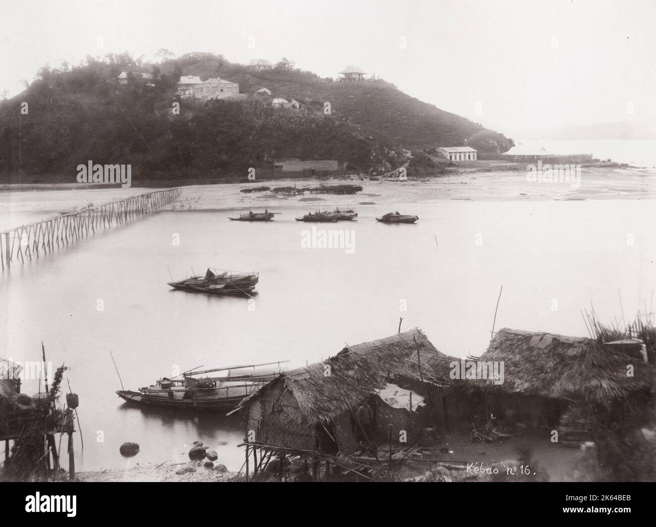 Vintage 19th century photograph: Island of Kebao, Ke-bao Port Wallut ...