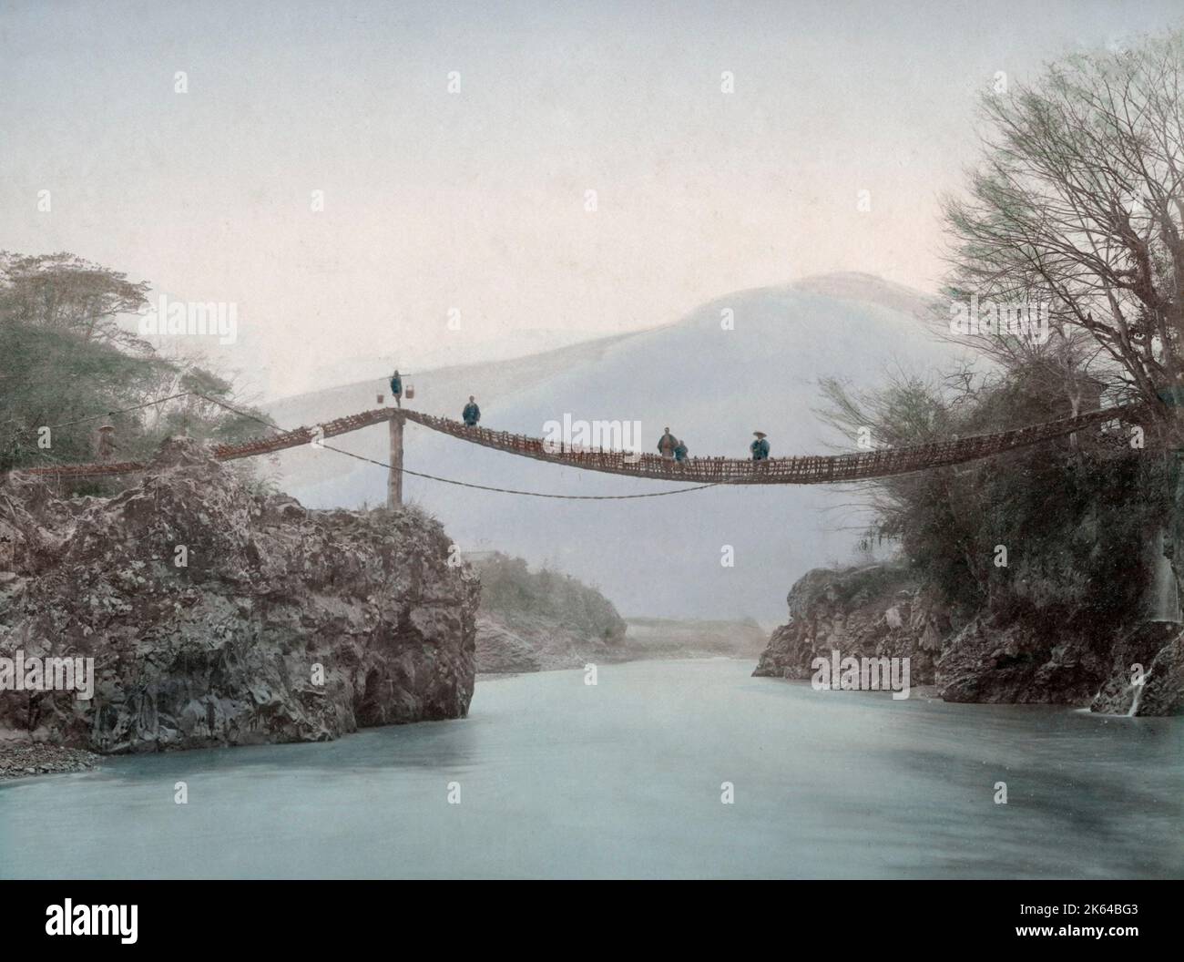 Rope bridge, Fujikawa, Japan, c.1880's Vintage late 19th century ...