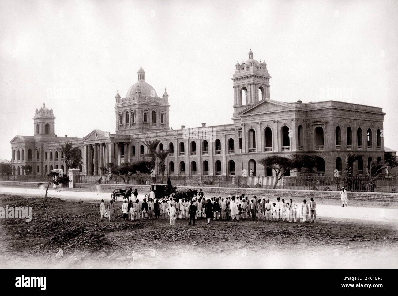 c. 1880s India Pakistan - pupils outside Holkar College Karachi Stock ...