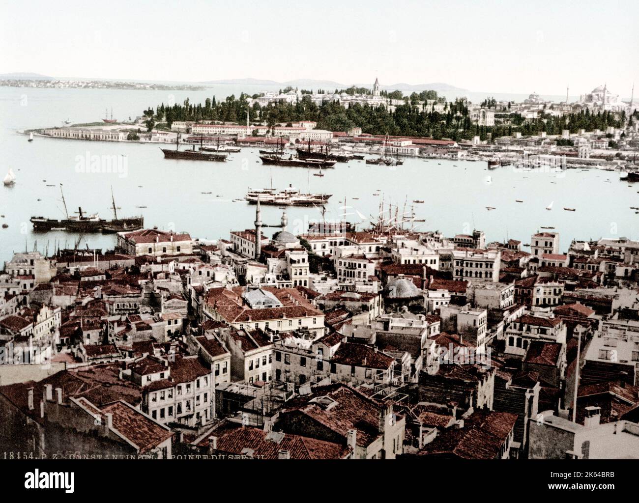 c.1890s Turkey Istanbul Constantinople photochrome - ships in the ...