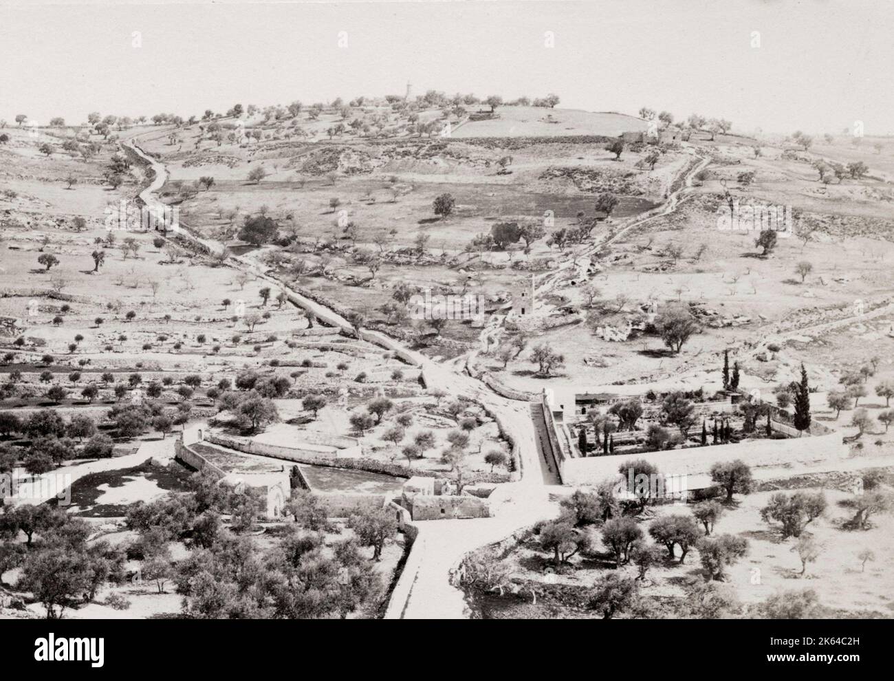 Vintage 19th century photograph: Mount of Olives, Jerusalem, Holy Land ...