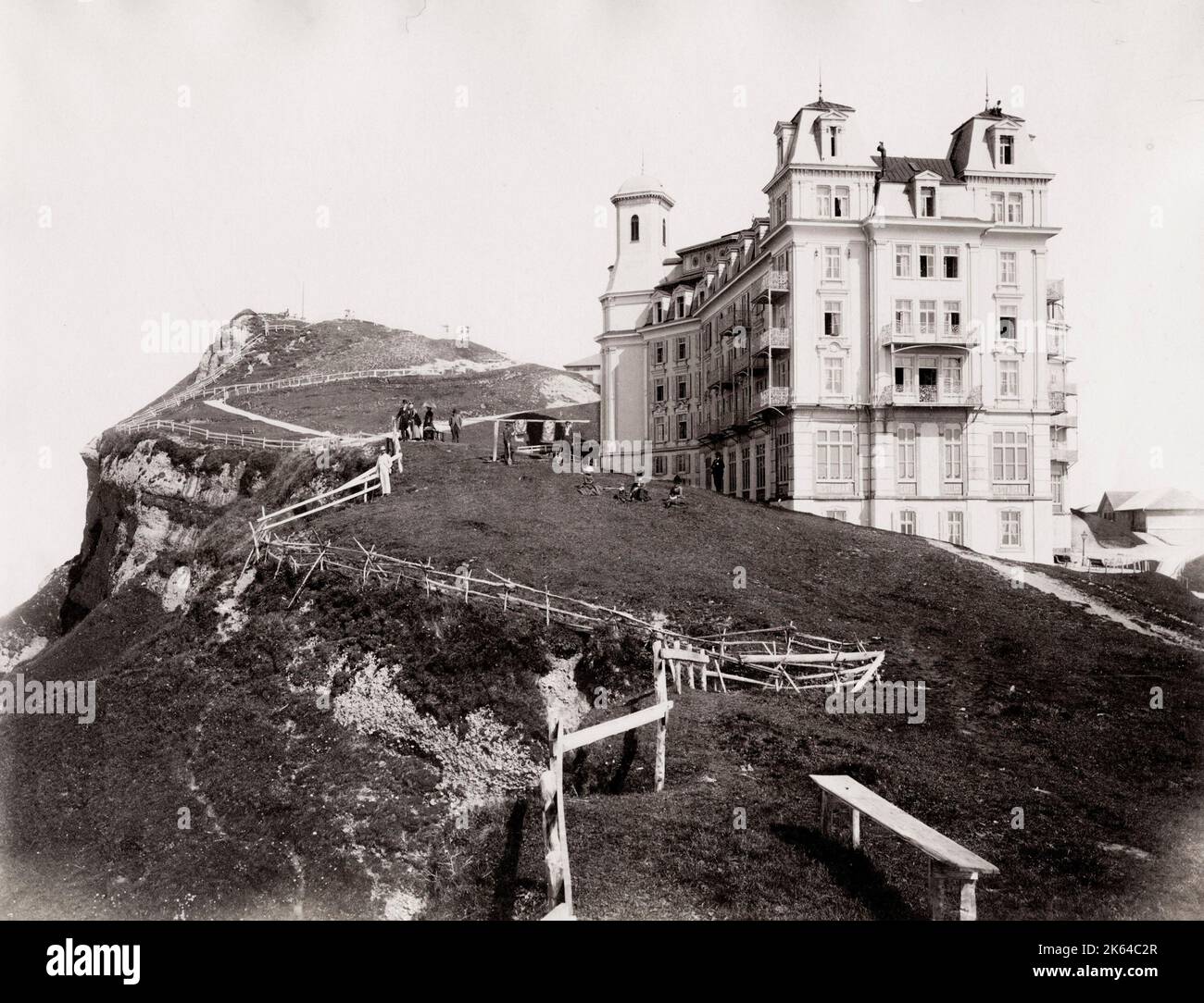 Vintage 19th century photograph: Rigi Kulm, the highest peak on Mount ...