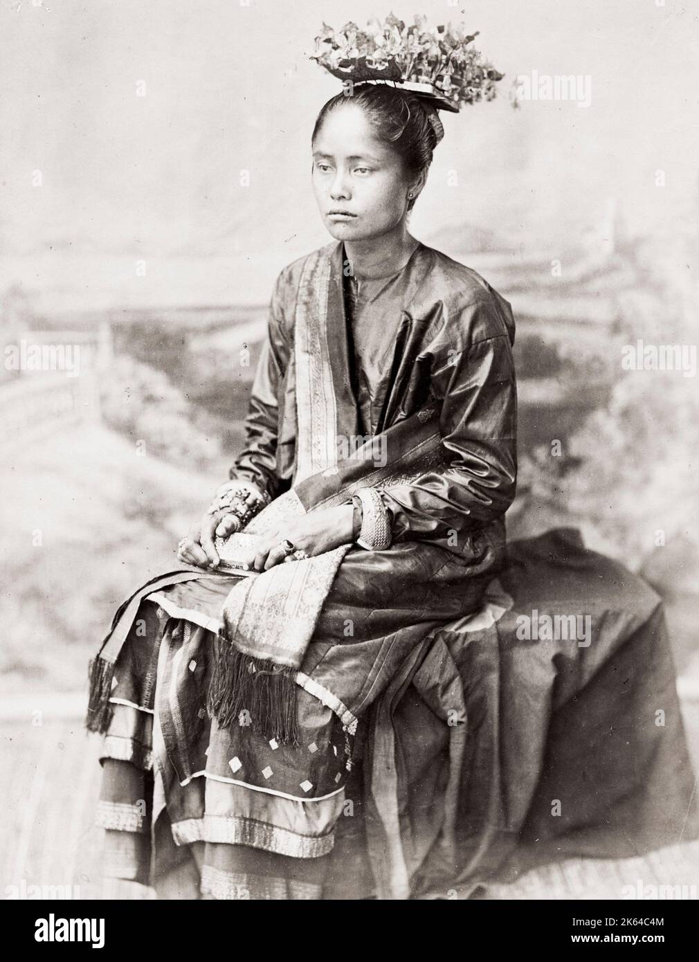 Vintage 19th century photograph: south east Asia, probably Malay ...