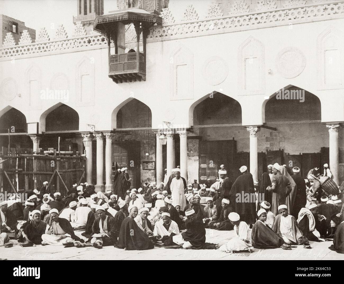 Vintage 19th century photograph: Al-Azhar Mosque, known simply in Egypt ...