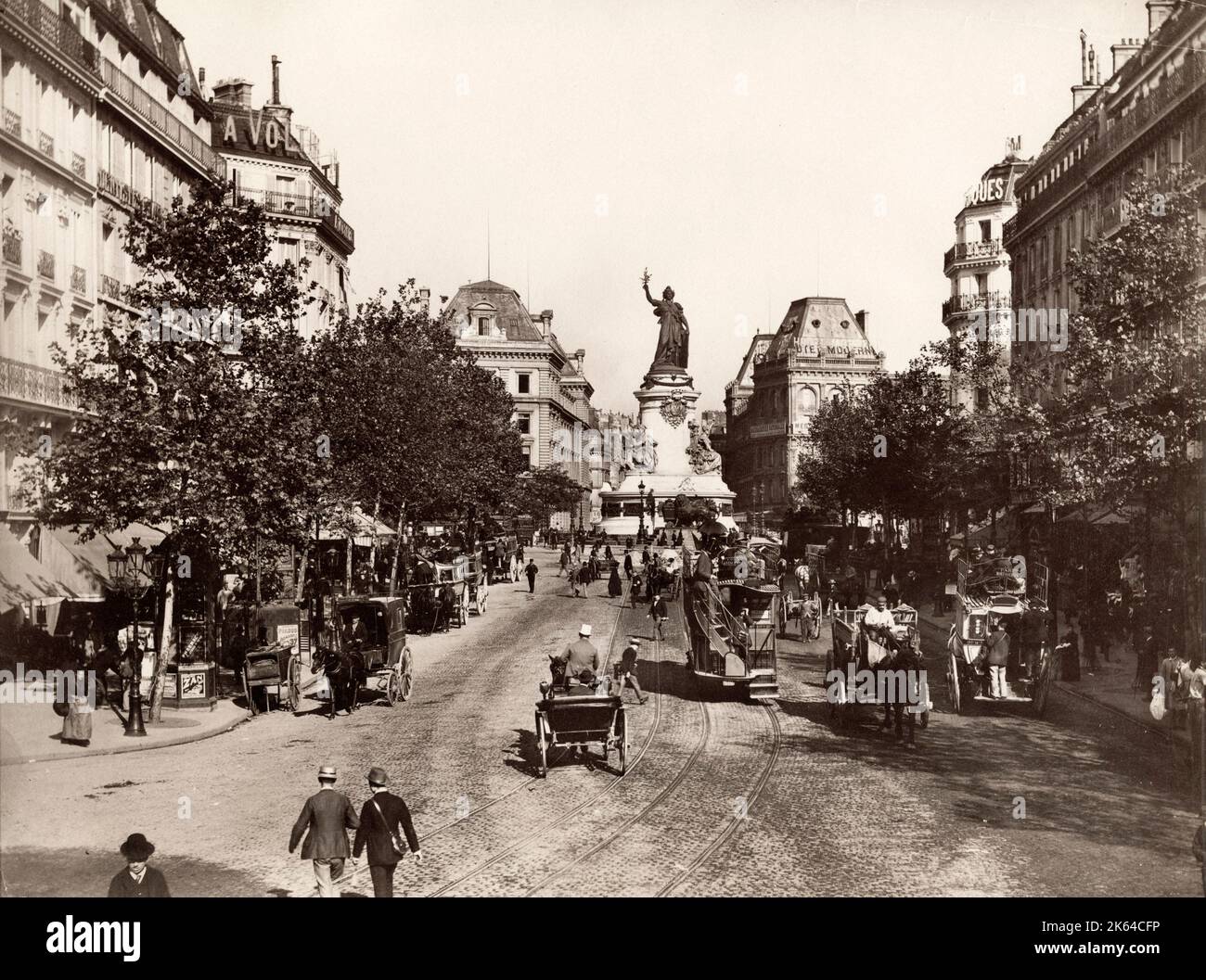 Vintage 19th century photograph - Place de la Republique, Paris, France ...