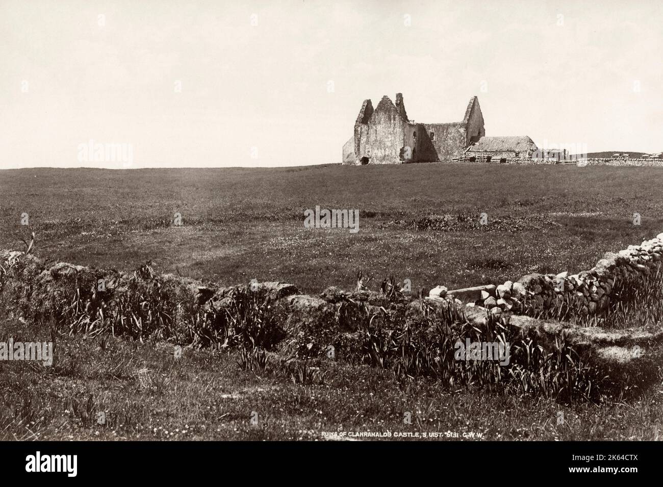 19th century vintage photograph: ruins of Clanranald's Castle, South ...