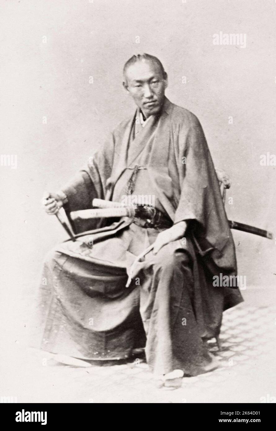 Vintage 19th century photograph: samurai wth two swords, image probably ...