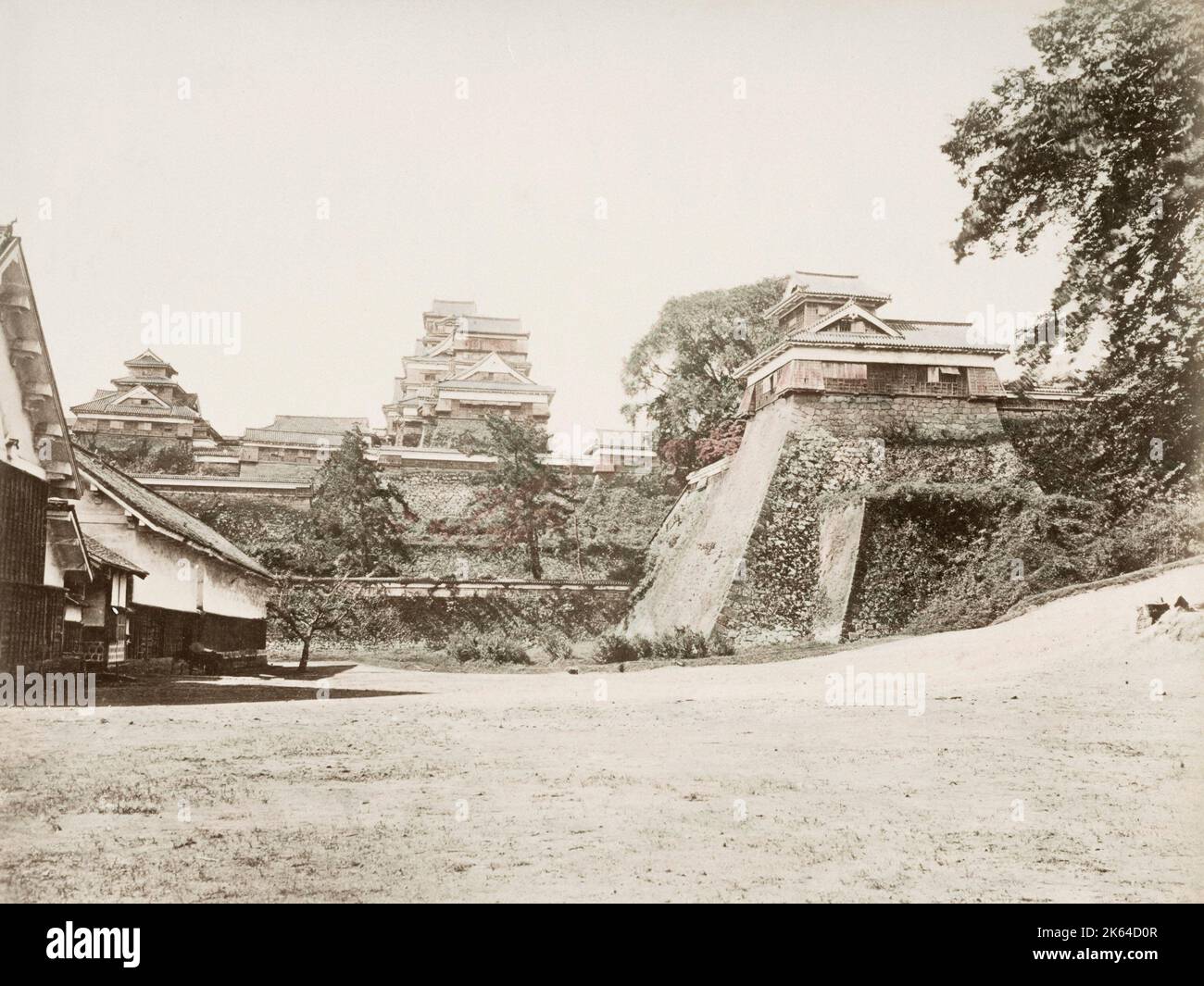 19th century vintage photograph: Japan c.1880's - Kumamoto Castle ...