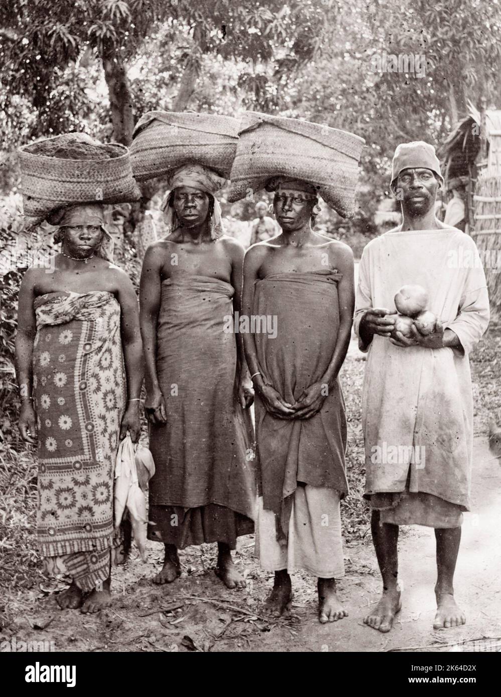 Vintage 19th century photograph: indigenous group of three women and a ...