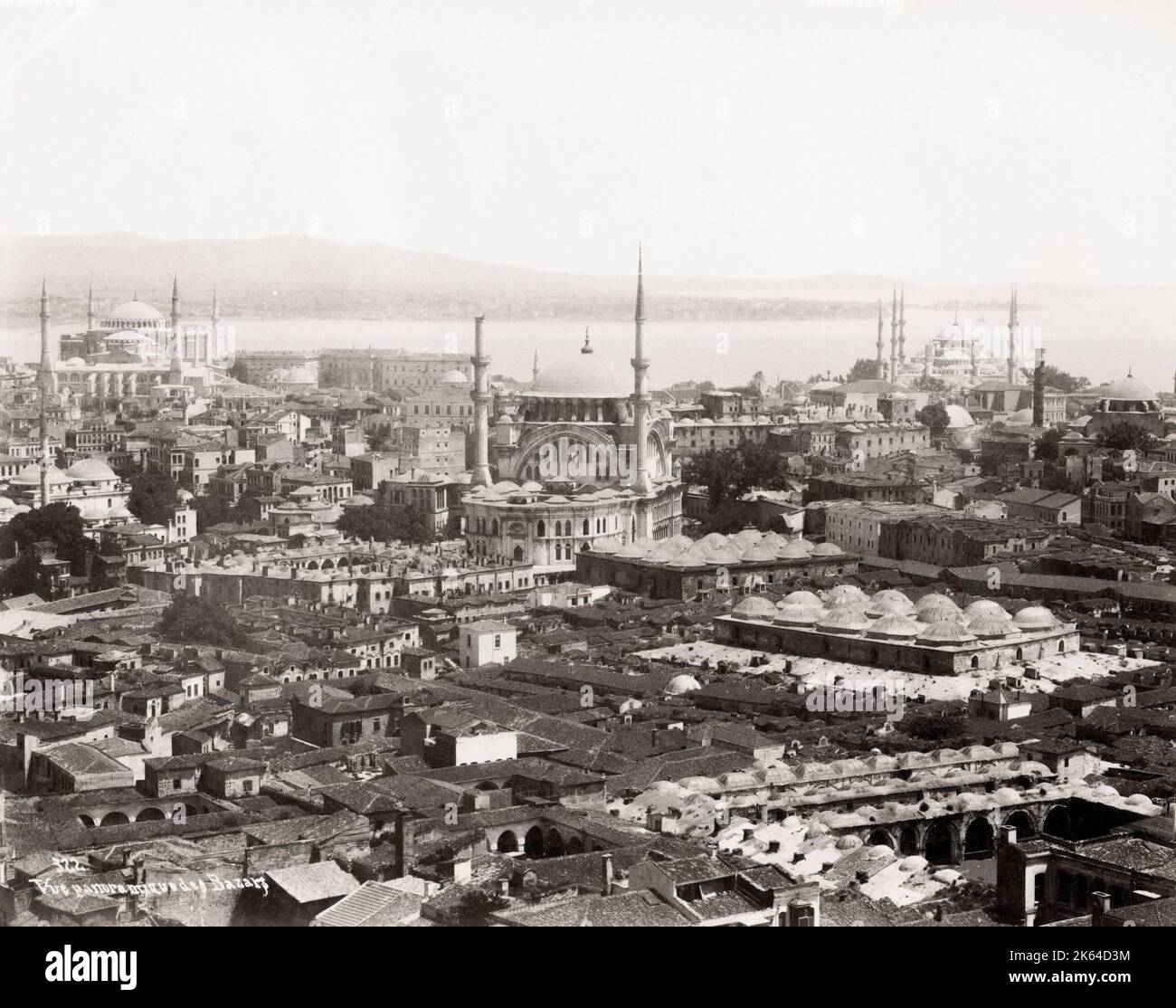 Vintage 19th century photograph: rooftop view of the city of ...