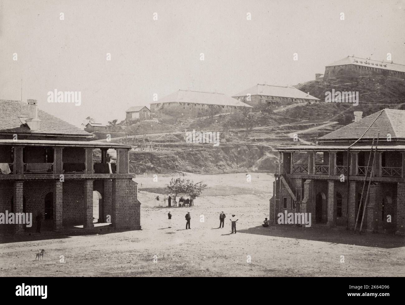 Vintage 19th century photograph: Army barracks, Subathu, India, now a ...
