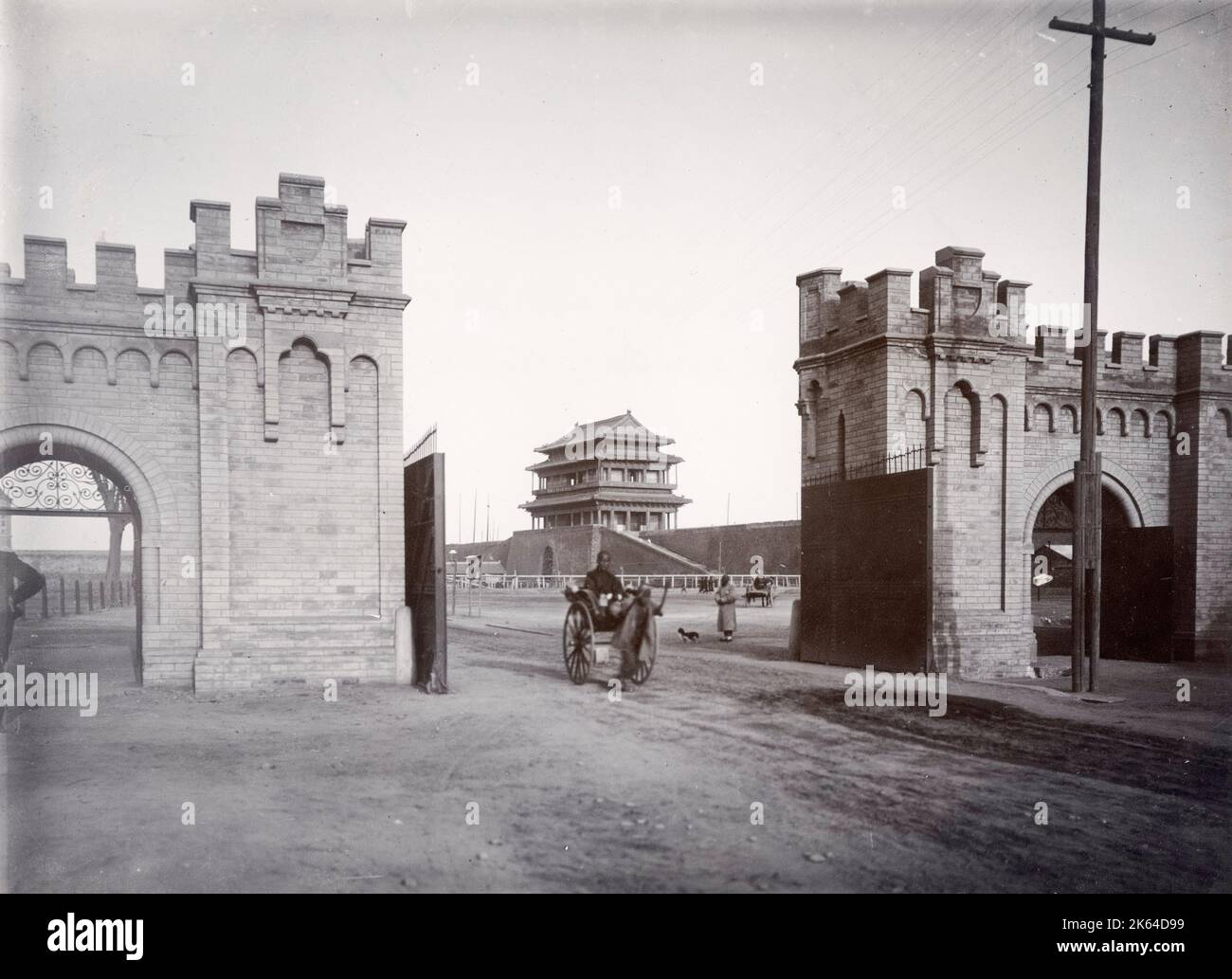 Vintage photograph: Gate at the entrance to the Legation Quarter ...