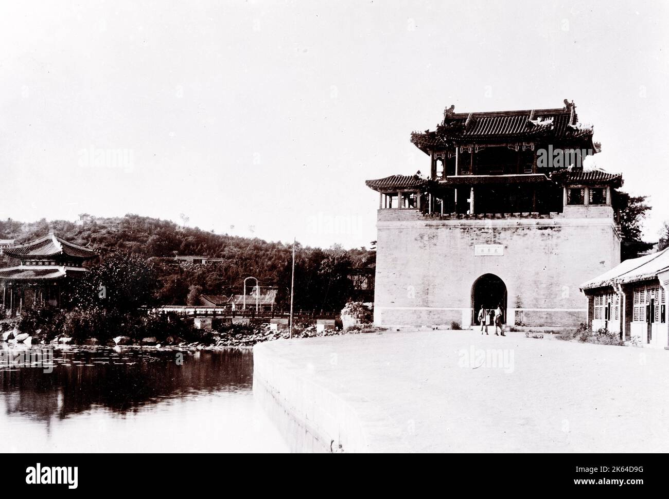 Vintage late 19th century photograph: Palace entrance gate, Peking ...