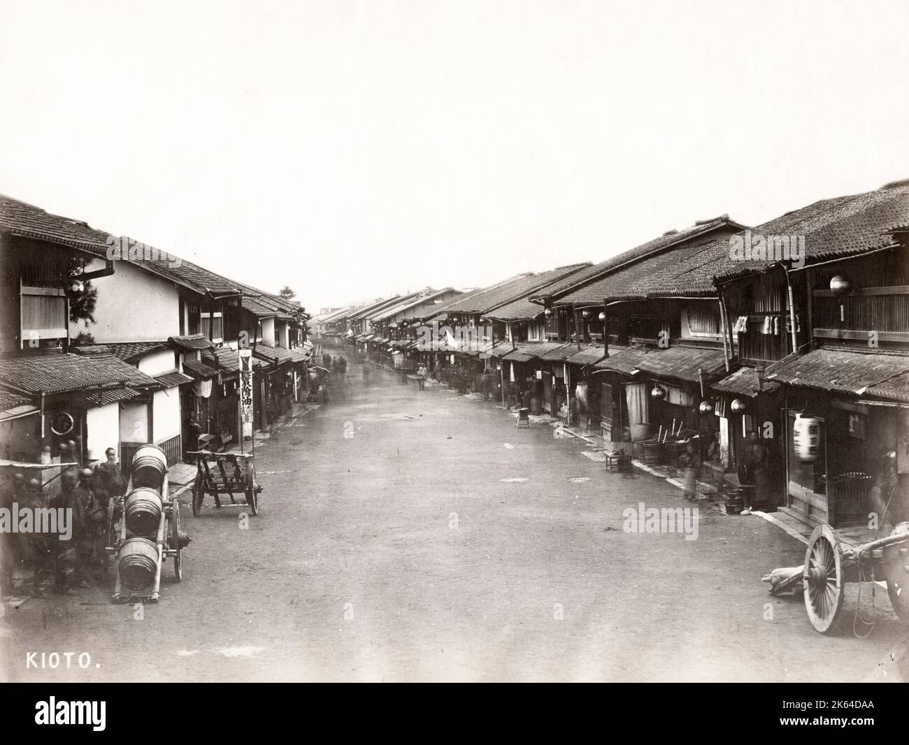 Vintage late 19th century photograph: Street in Kyoto, Japan Stock ...