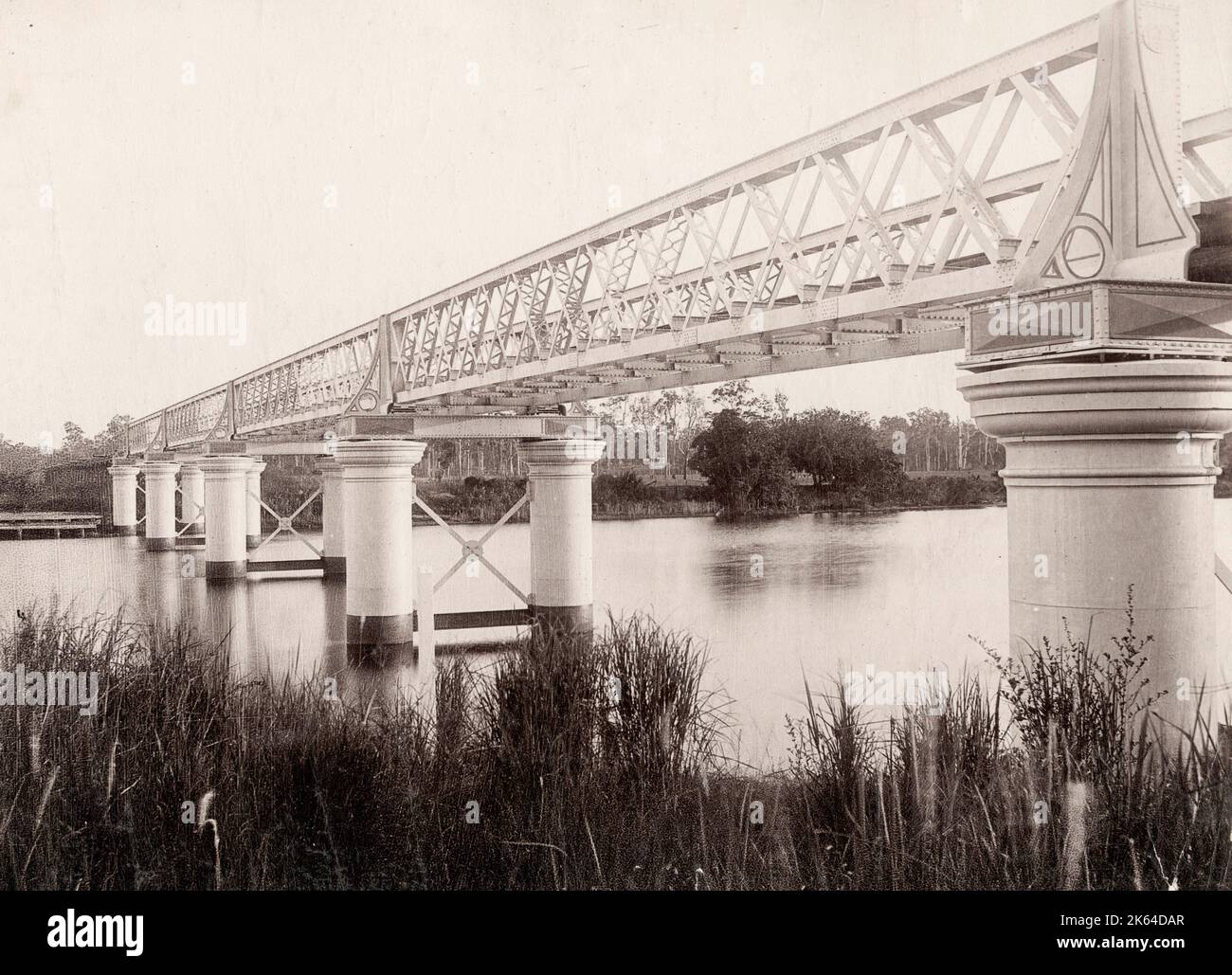 Vintage 19th century photograph: Railway bridge, Beenleigh to Southport ...