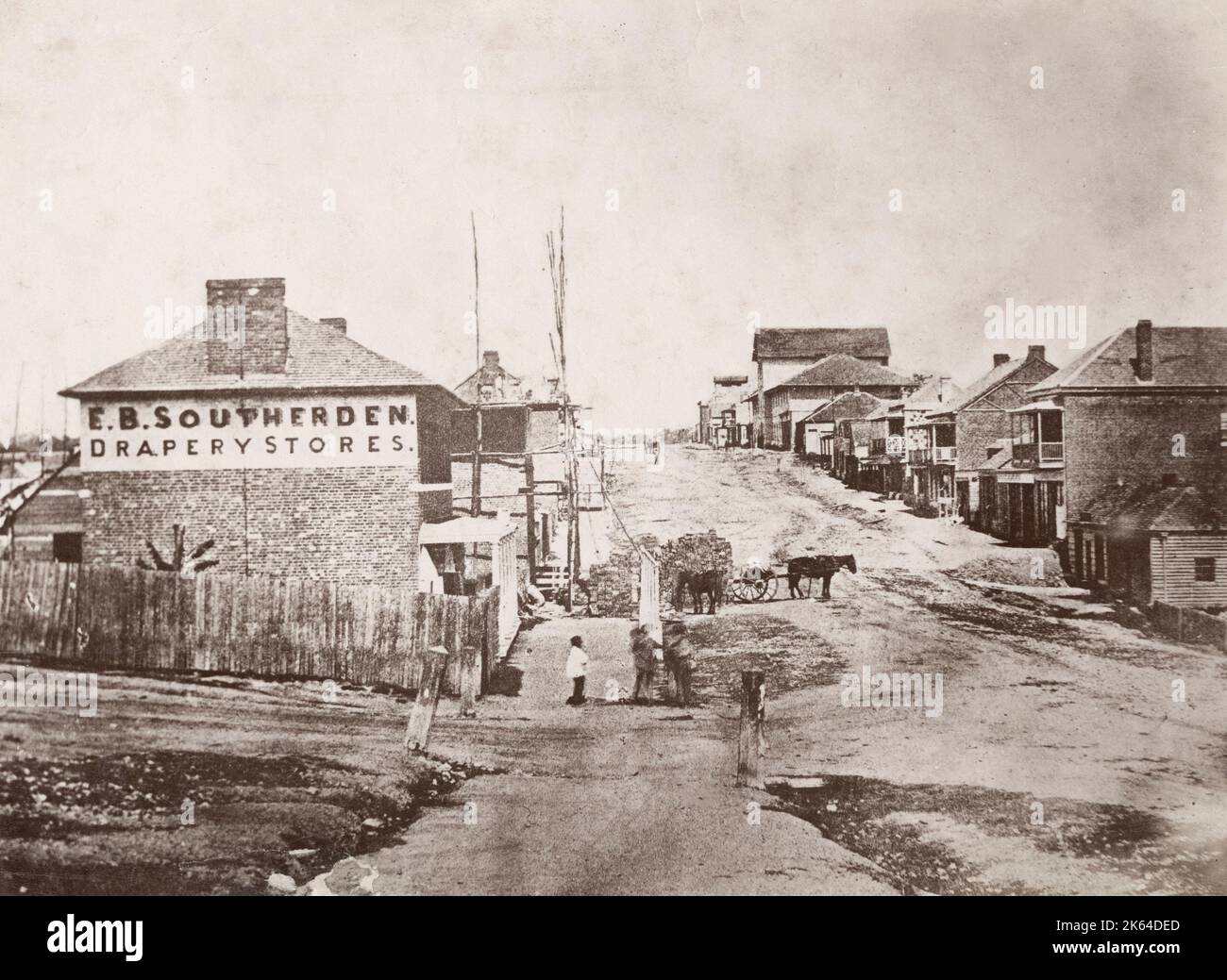 Vintage 19th century photograph: Old Queens Street Brisbane, Queensland ...