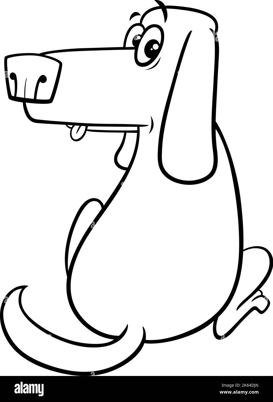 Black and white cartoon illustration of funny surprised dog animal ...