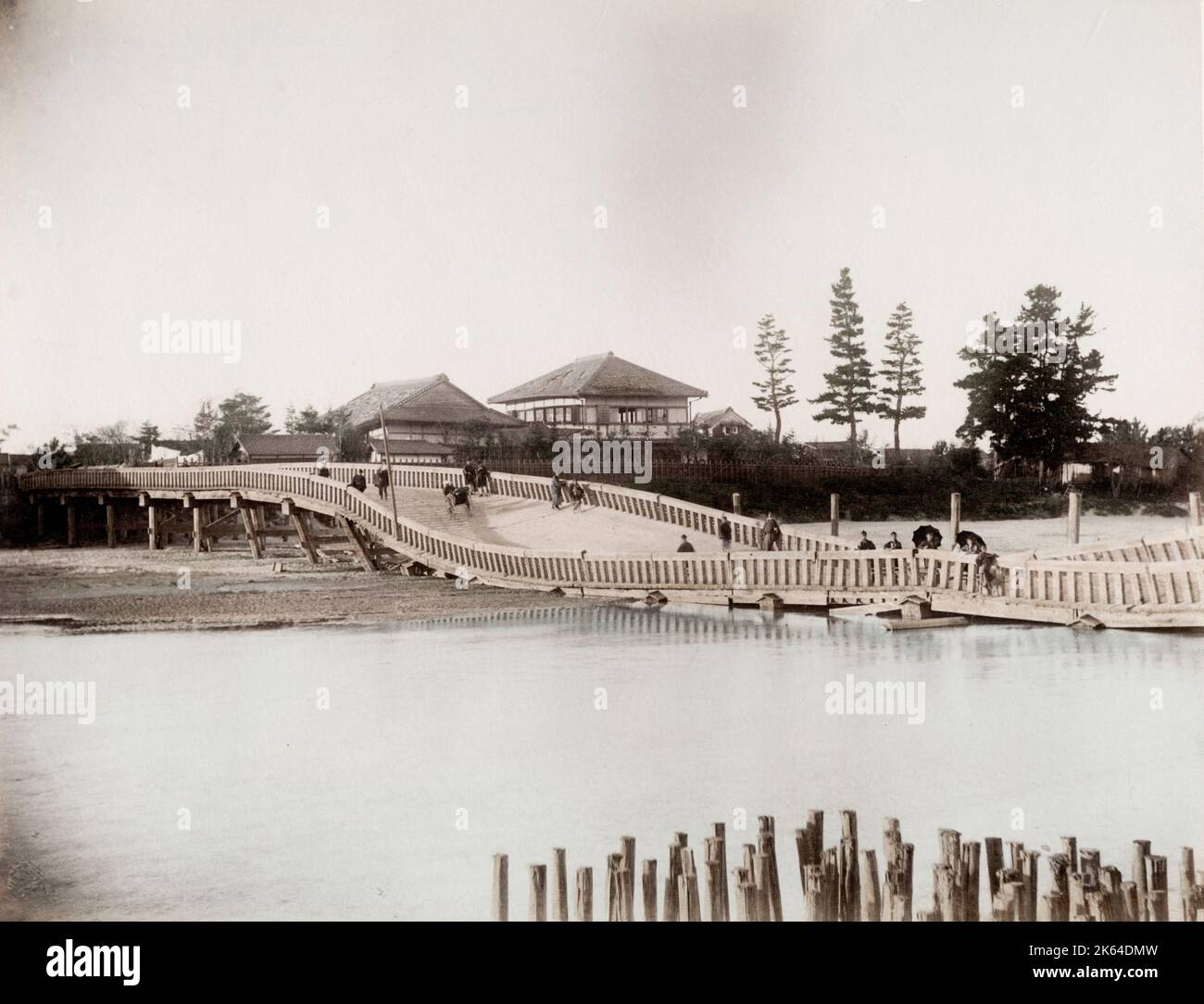 19th century vintage photograph: fallen bridge, earthquake damage ...