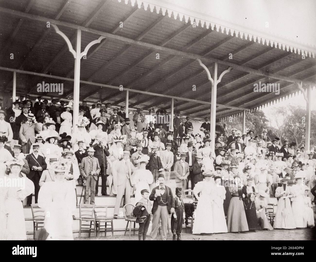 Vintage 19th century photograph: Egypt, crowd of well-dressed Europeans ...