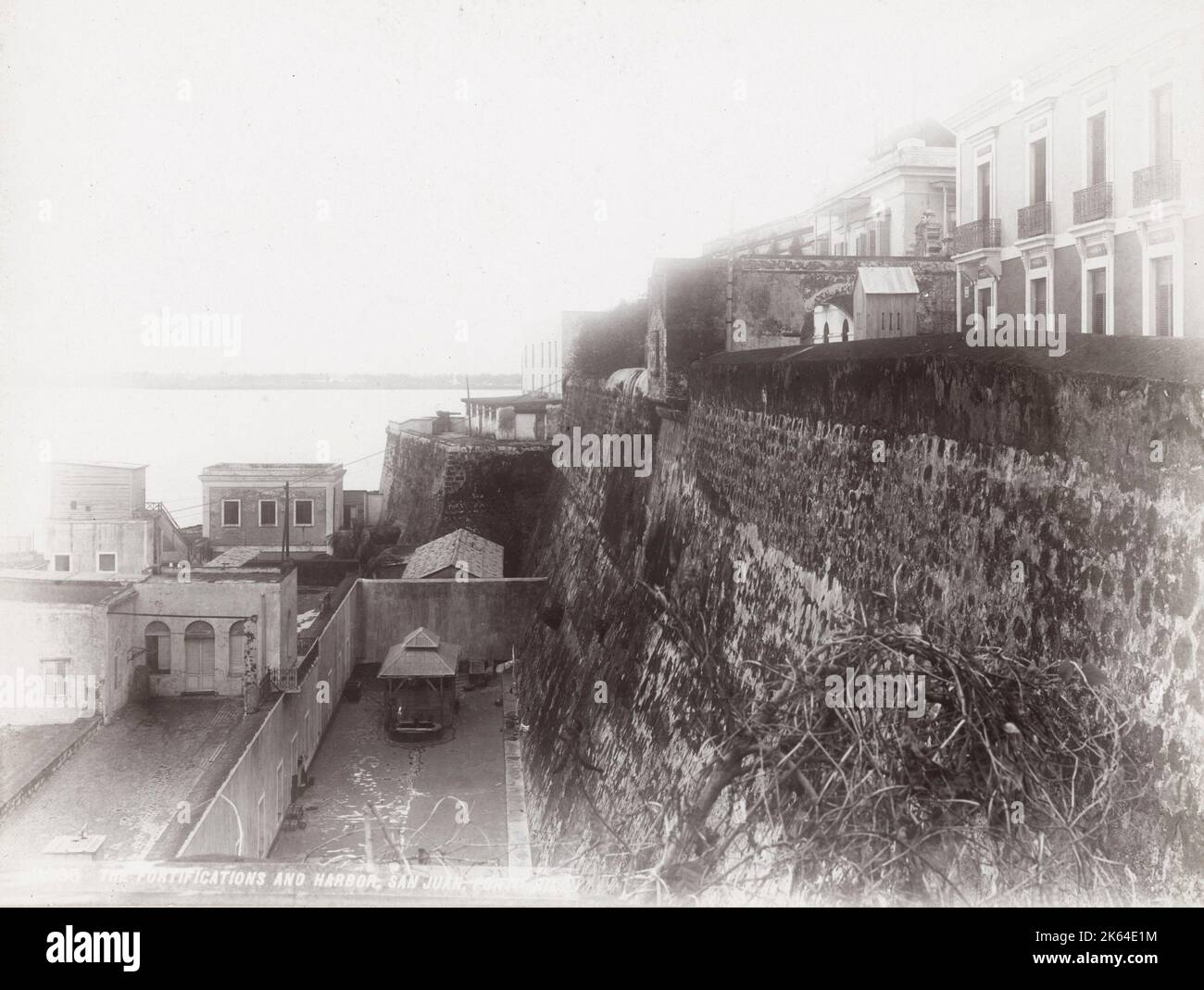 Late 19th century photograph: Fortifications and harbour, San juan ...