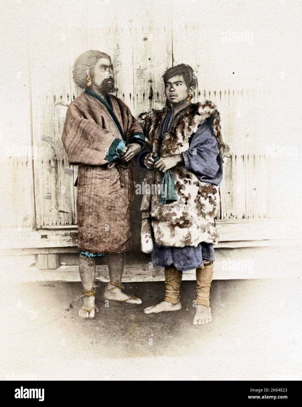 Ainu, Aino men from Hokkaido Japan, Raimund von Stillfried studio, 1870 ...