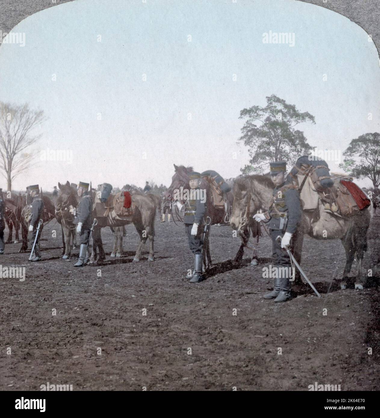 Japanese army, cavalrymen with their horses, c.1904 Vintage early 20th ...