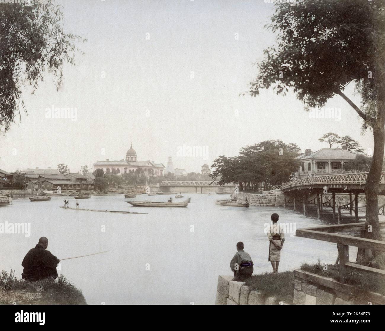 Fisherman and boys, Asakusa, Tokyo, c.1890's Vintage late 19th century ...