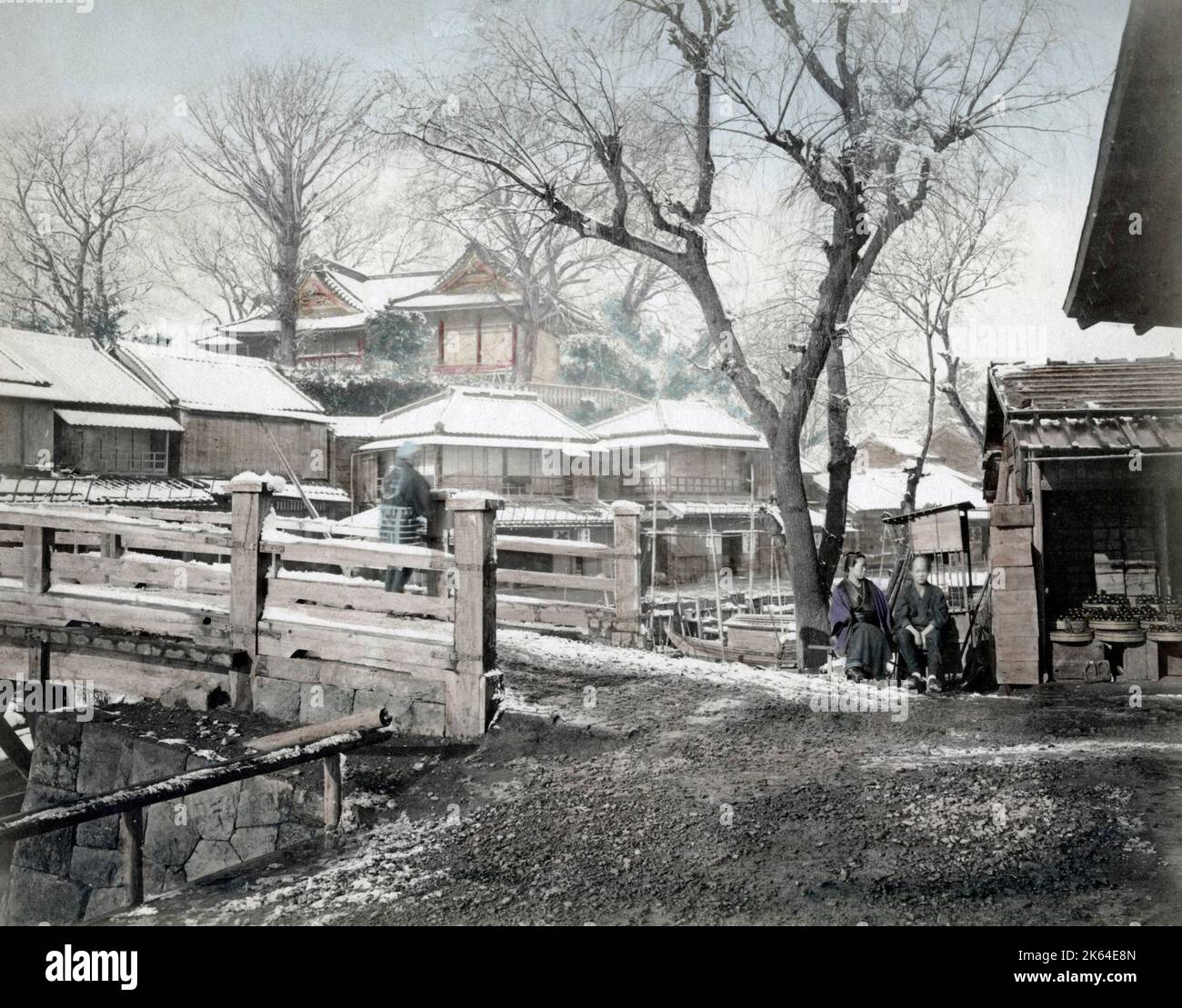Snow scene, Tokyo, Japan, c.1880 Vintage late 19th century photograph ...