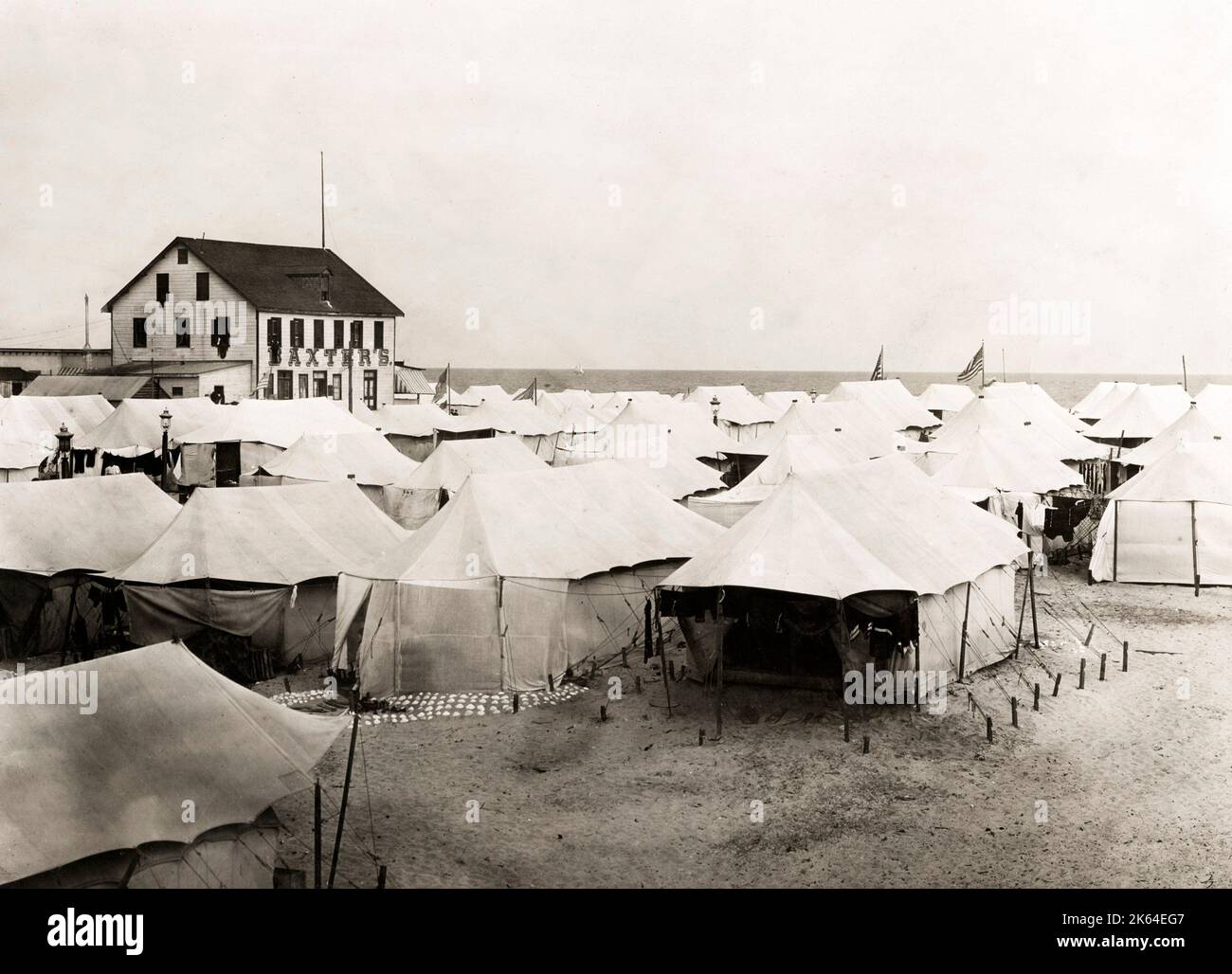 Early 20th century vintage press photograph - tent city Coney Island ...