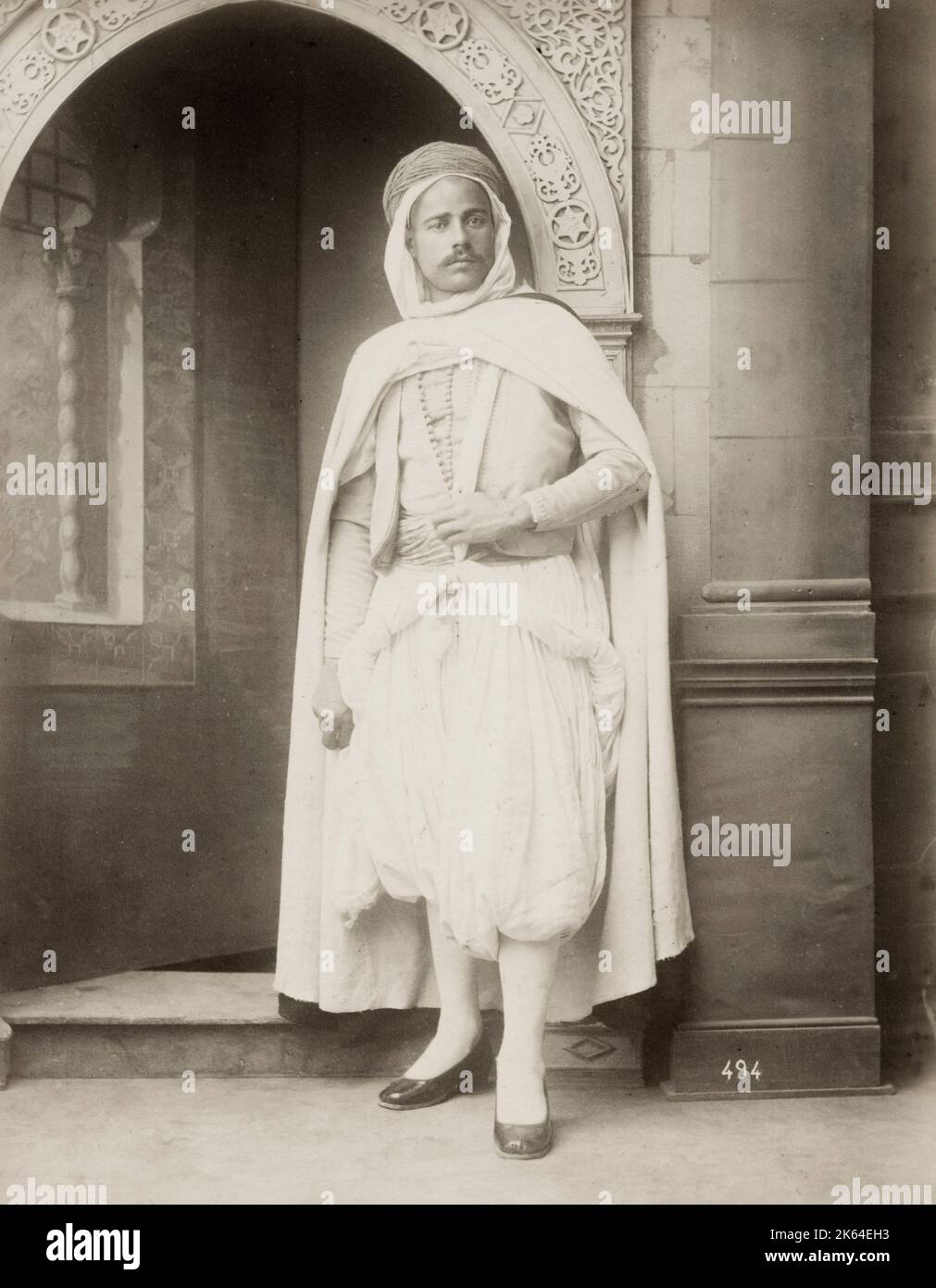 19th century vintage photograph: Algerian man in fine clothing, Algeria ...