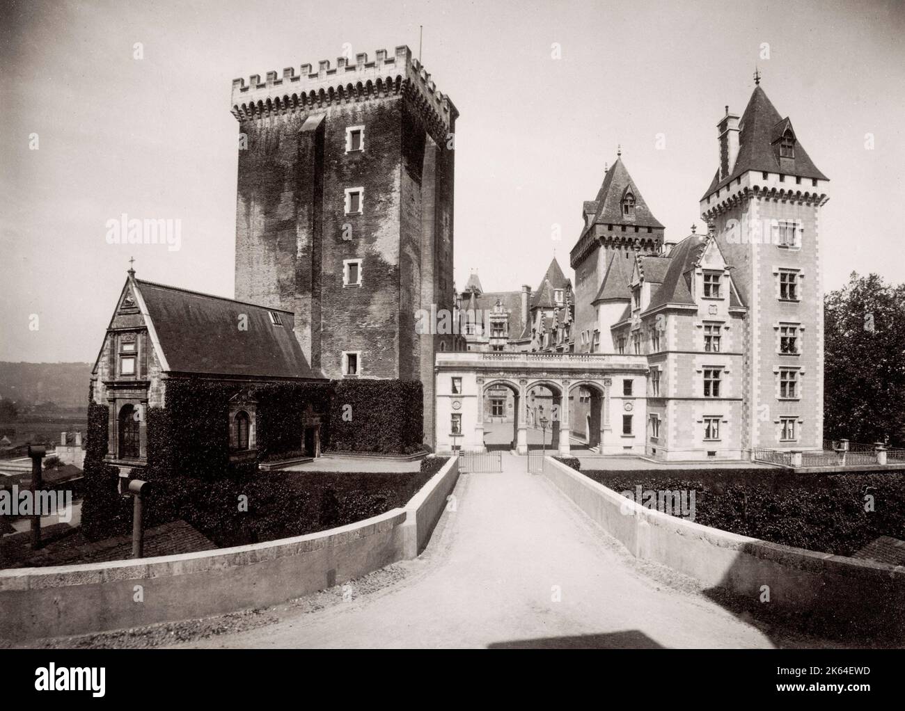 Vintage 19th century photograph: Chateau, castle at Pau France Stock ...