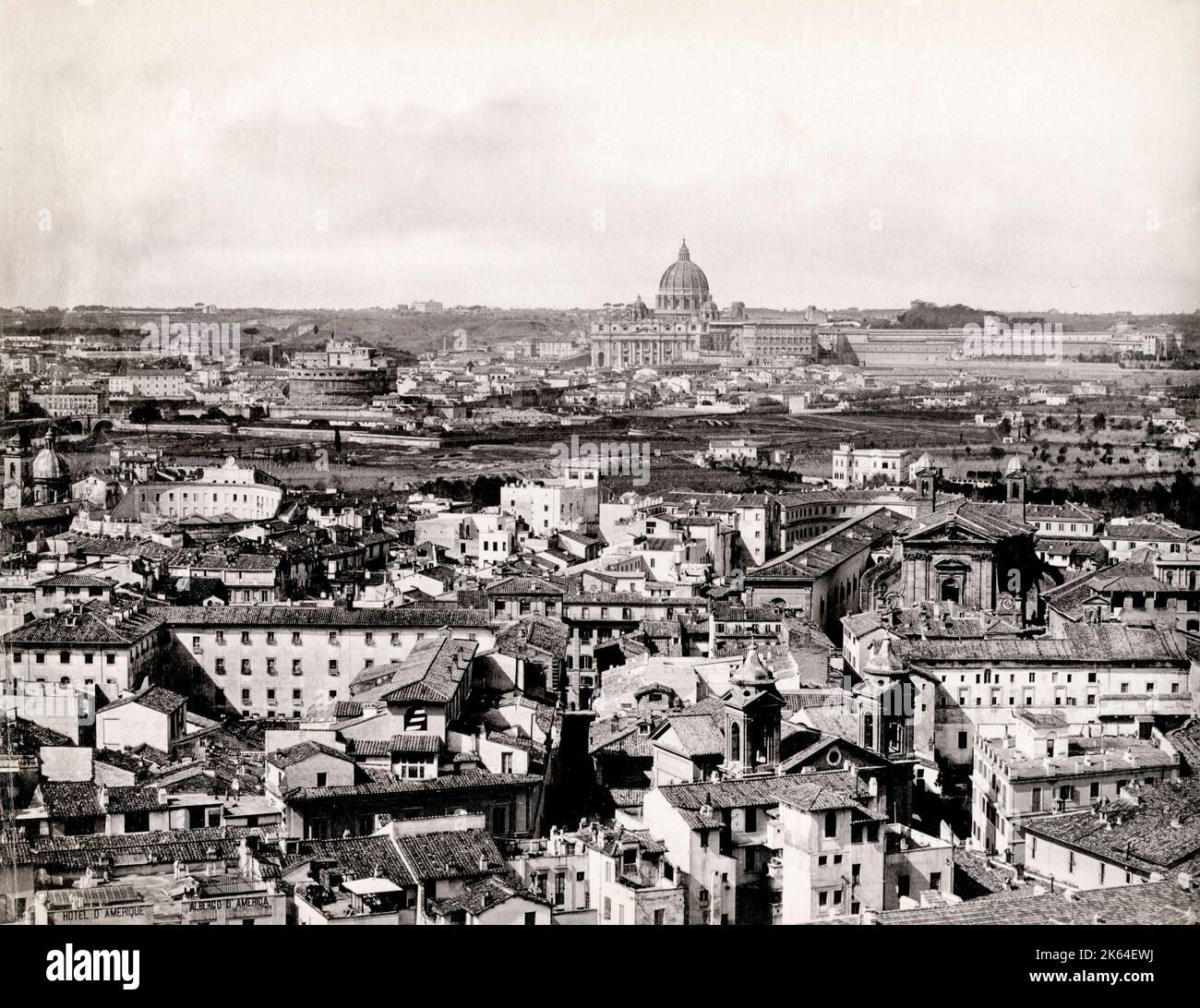 Vintage 19th century photograph: view of the rooftops of the city of ...