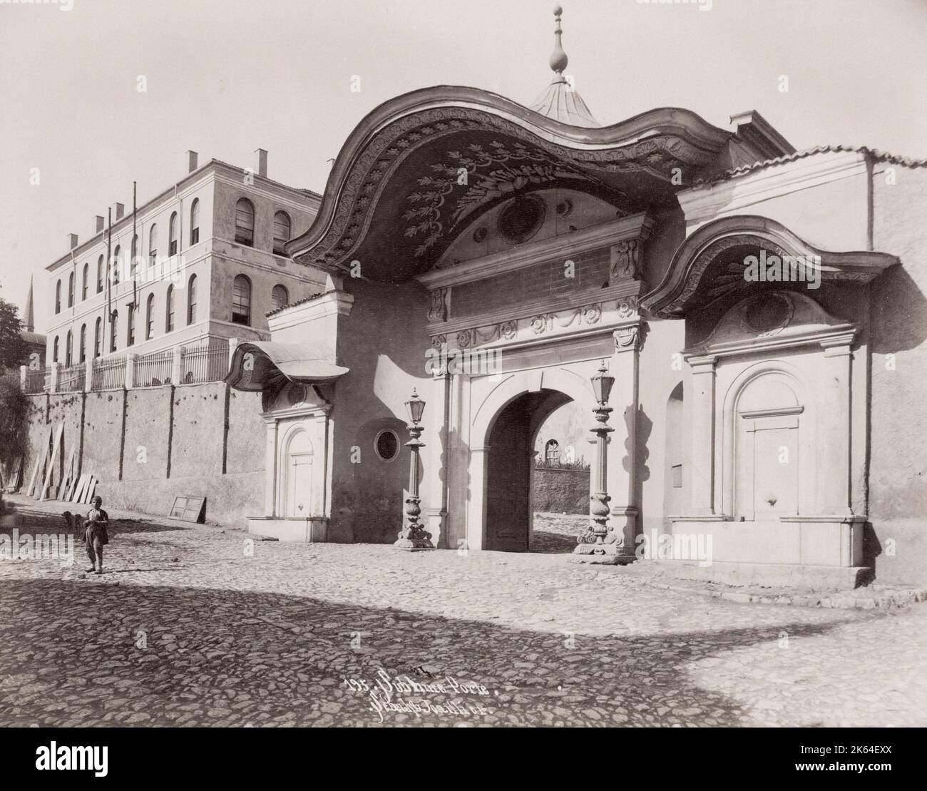 Vintage 19th century photograph: Sublime Porte, near the Tokapi Palace ...