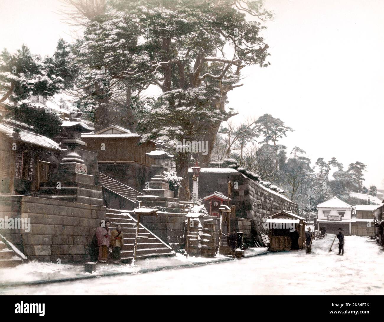 c. 1880s Japan - snow scene, probably Tokyo Stock Photo - Alamy