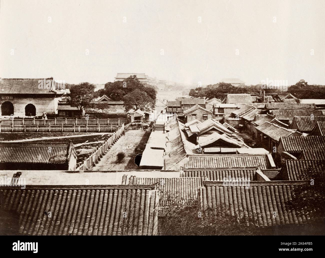 Vintage 19th century photograph: Rooftop view, Imperial Palace, Peking ...