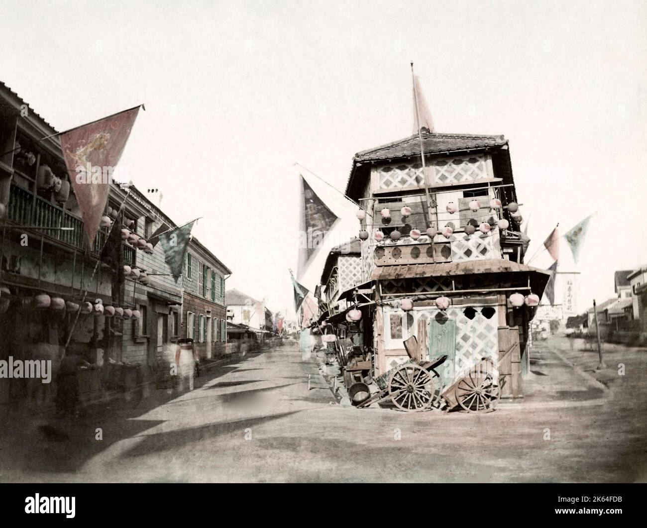 c.1880 Japan - street corner in the Chinese Quarter of Yokohama Stock ...