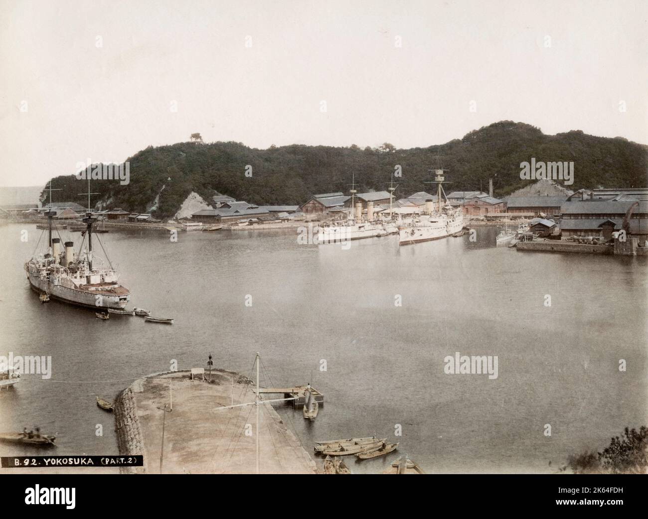 19th century vintage photograph: ships and boats in the dockyard at ...