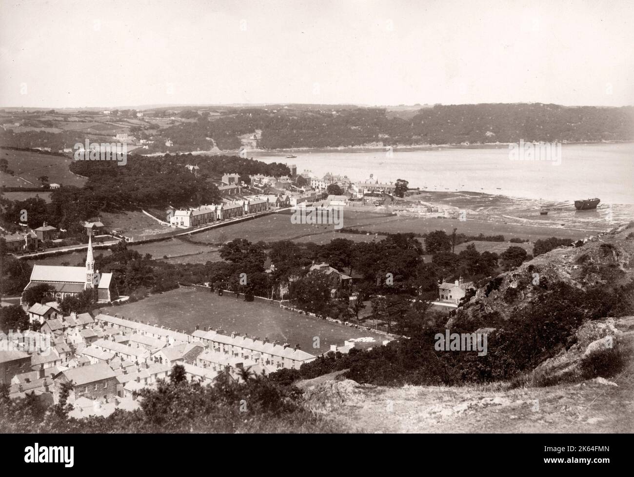Vintage 19th century photograph - United Kingdom - Bangor and view of ...