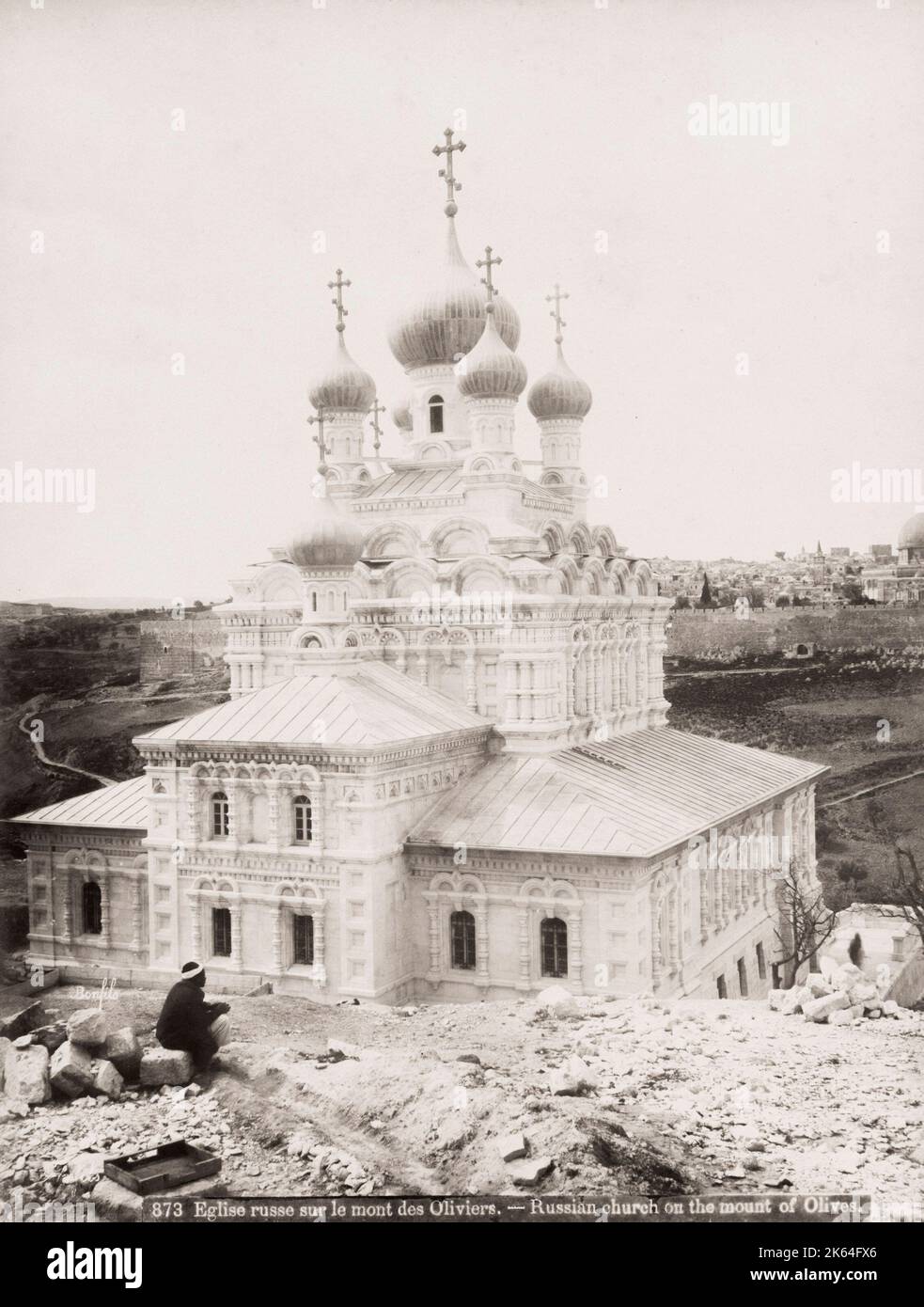 Vintage 19th century photograph: Russian Orthodox church on the Mount ...