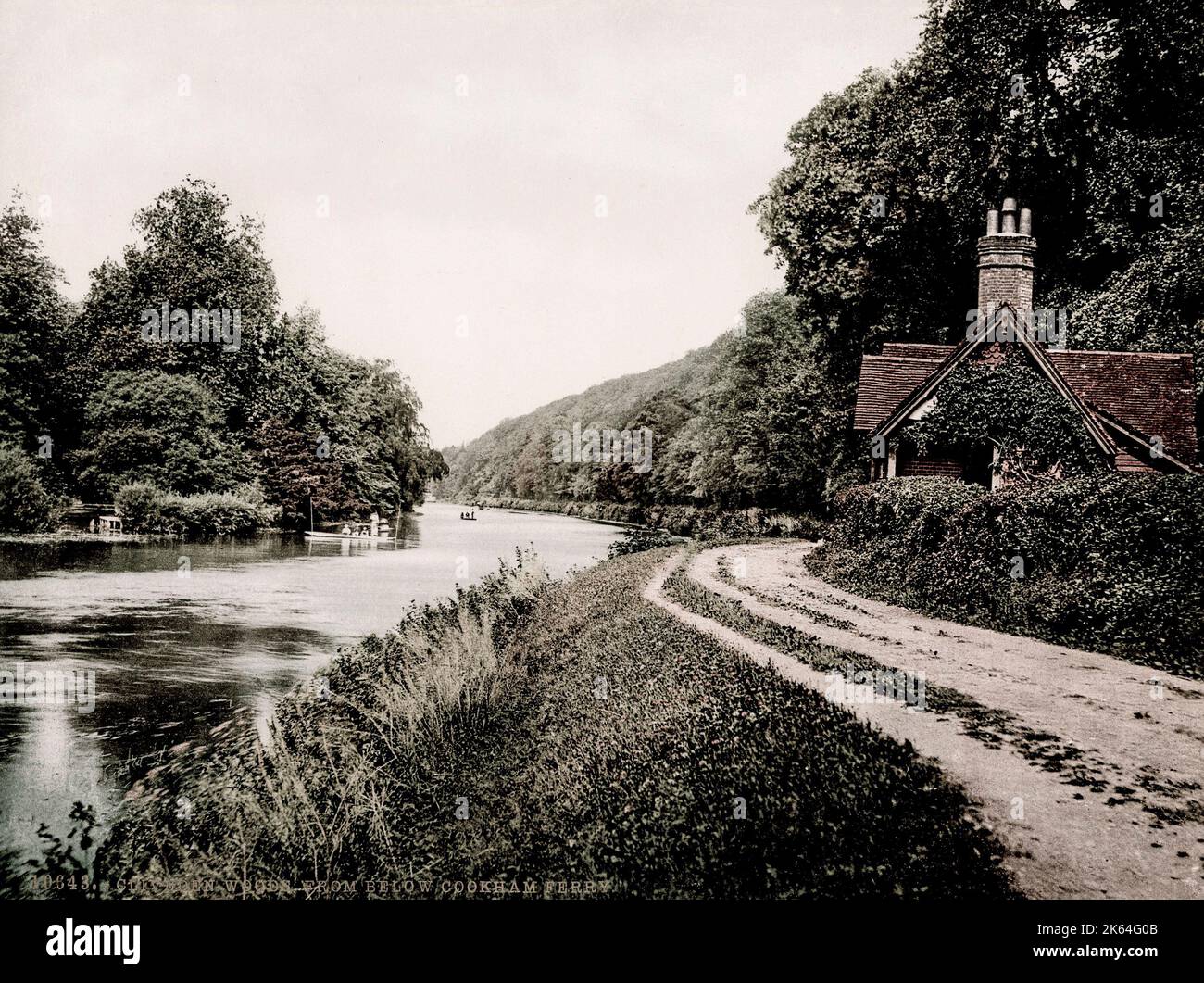 Vintage 19th century / 1900 photograph: Clivedon Woods, Cookham Ferry ...