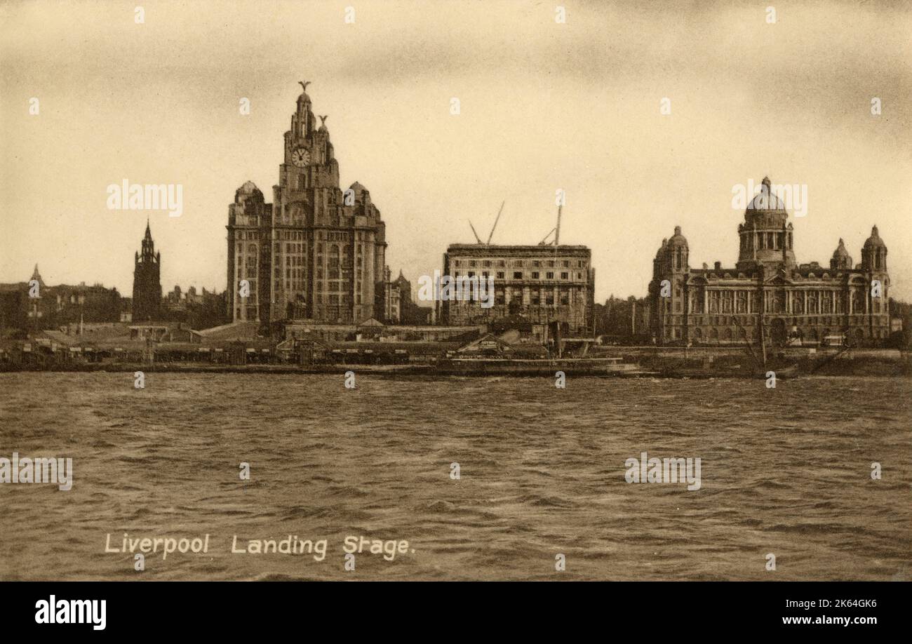 Landing Stage and Quayside - Liverpool, Merseyside, England, with the ...