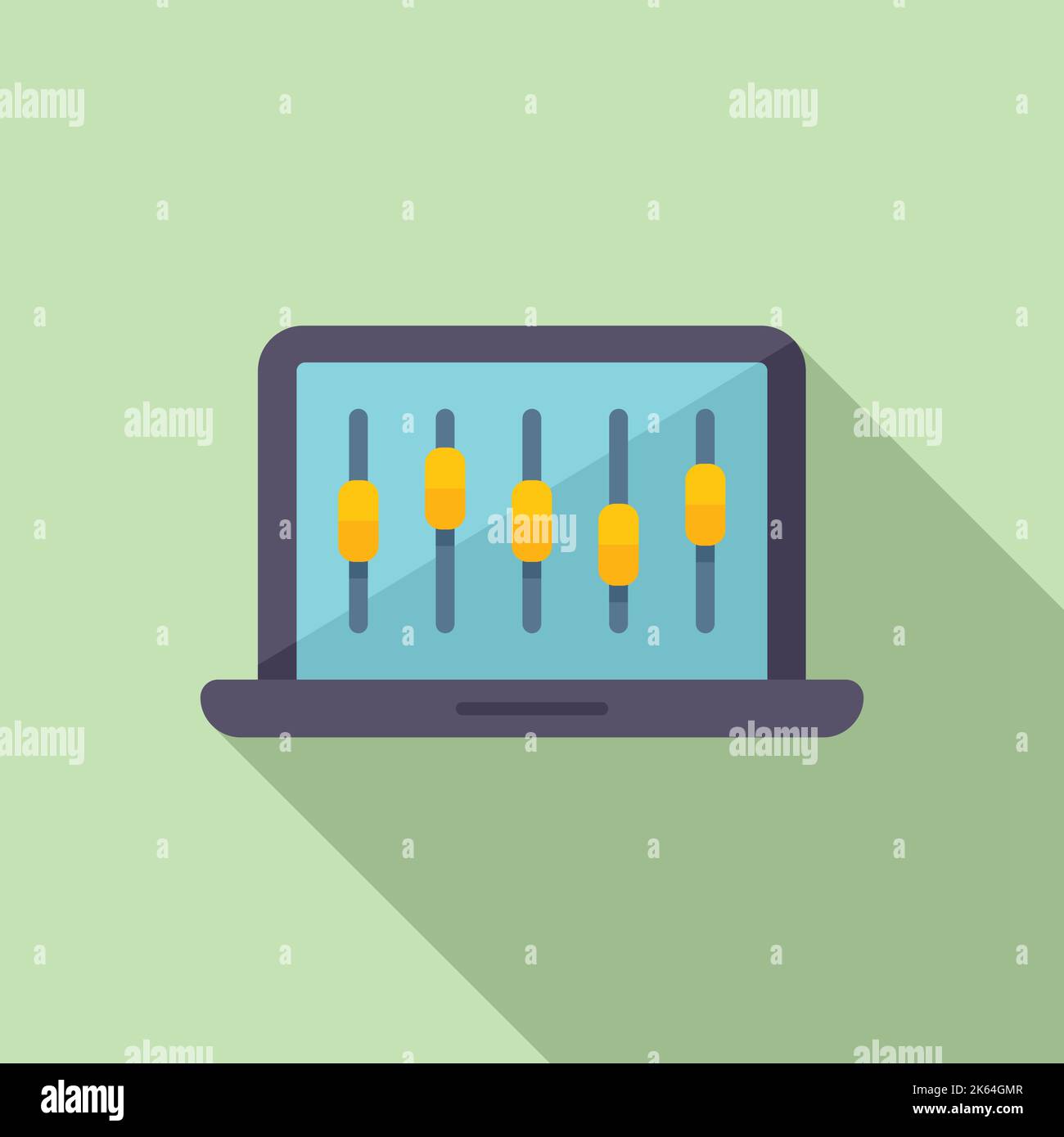 Laptop control icon flat vector. Screen center. Remote server Stock ...