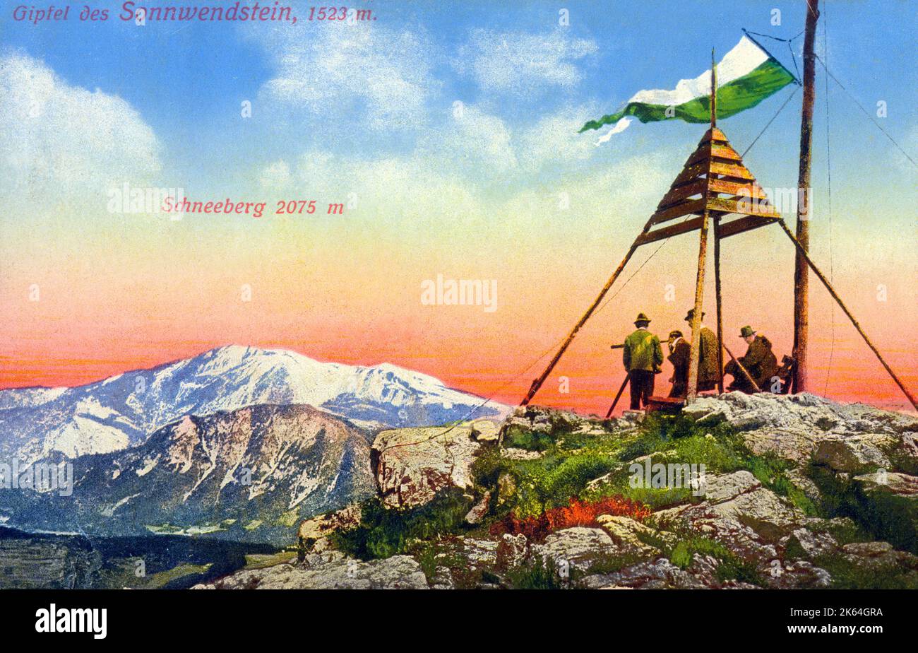 The Summit of Sonnwendstein, Austrian Alps - with view toward the peak ...