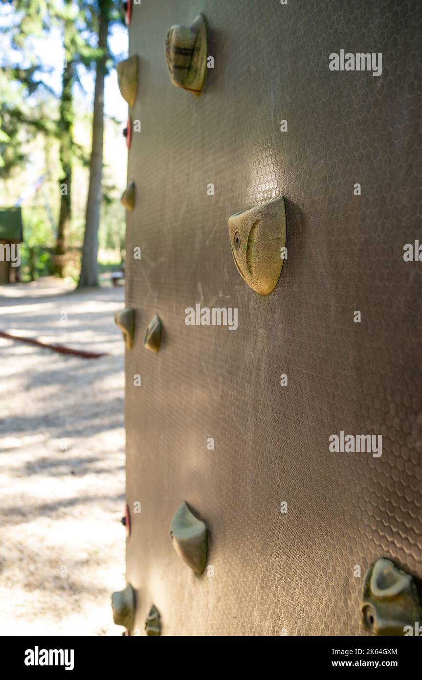 climbing wall in a children's playground Stock Photo - Alamy