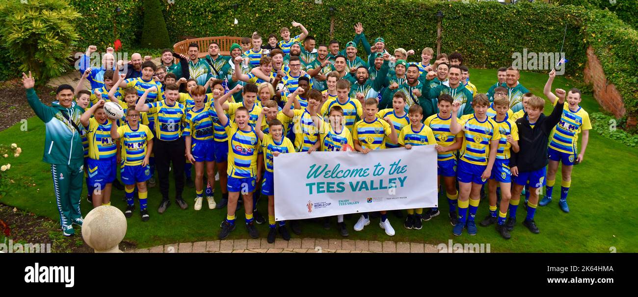 Darlington, UK. 11 Oct 2022. The Cook Islands men’s Rugby League World Cup team have arrived at ...