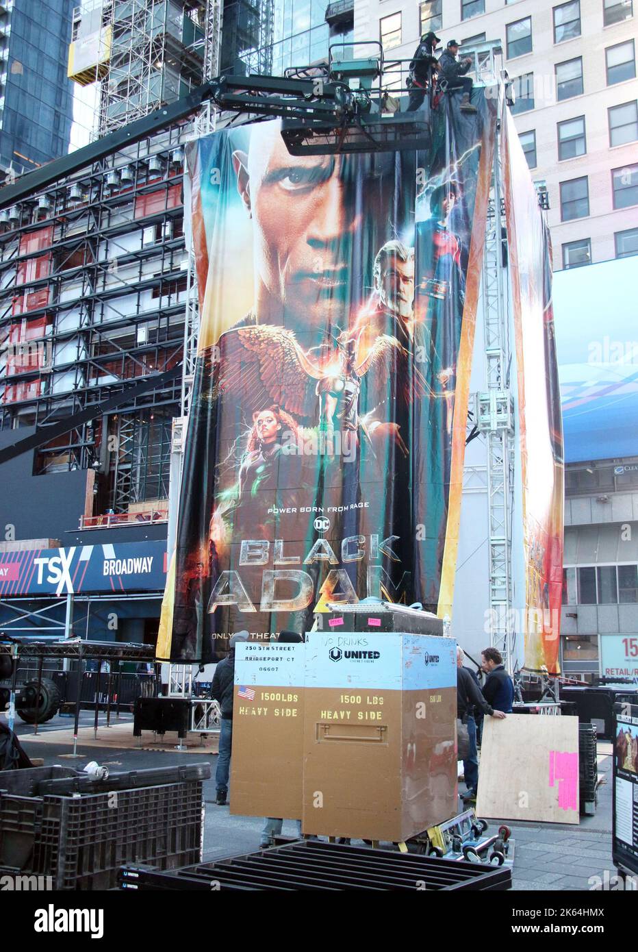Preparation Begins In Times Square For `Black Adam` Premiere -PICTURED ...