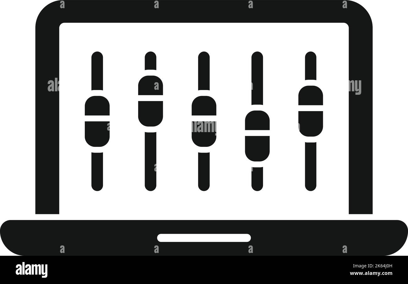 Laptop control icon simple vector. Screen center. Remote server Stock ...