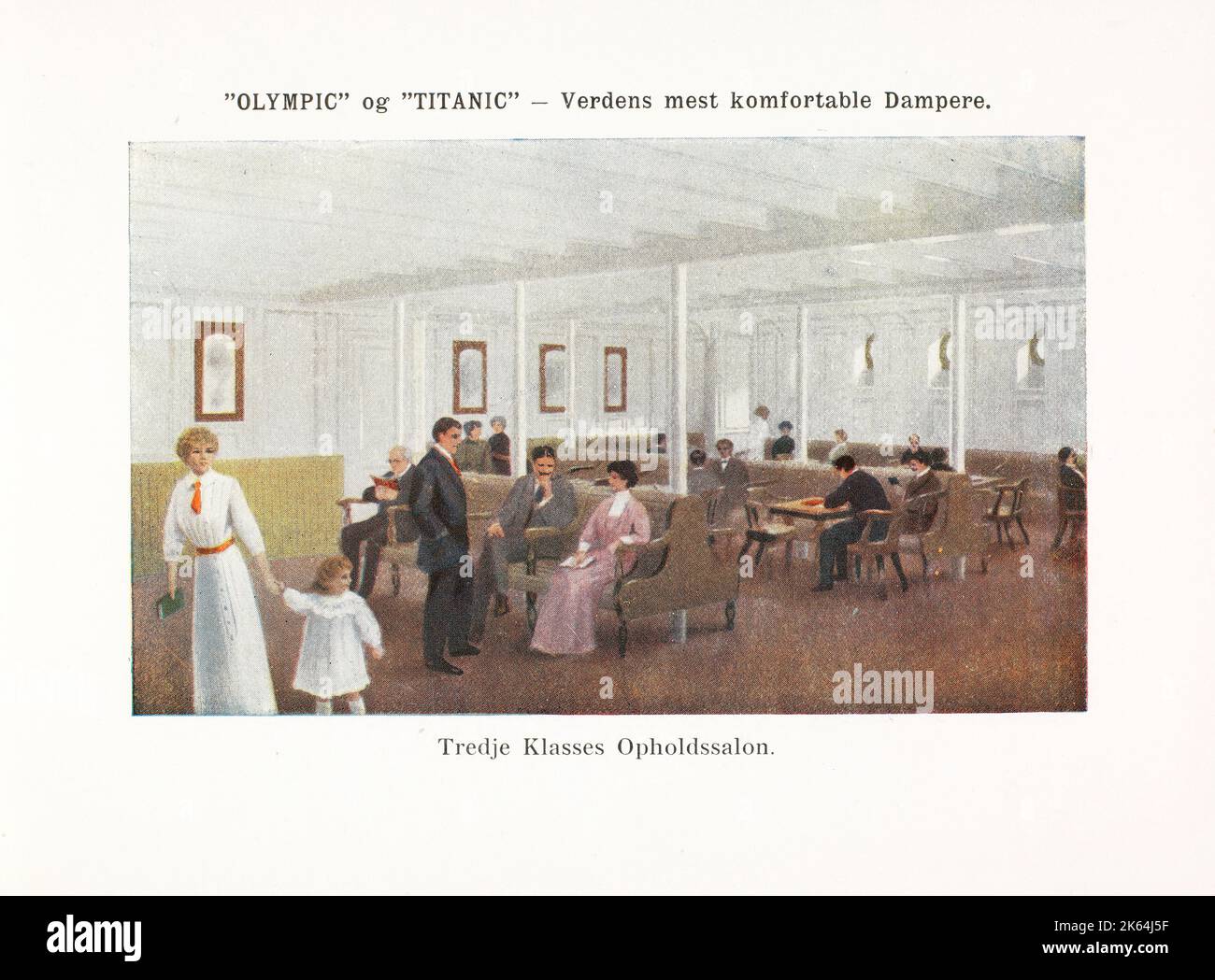 Third Class Passenger Lounge on the RMS Titanic. Illustration from a ...