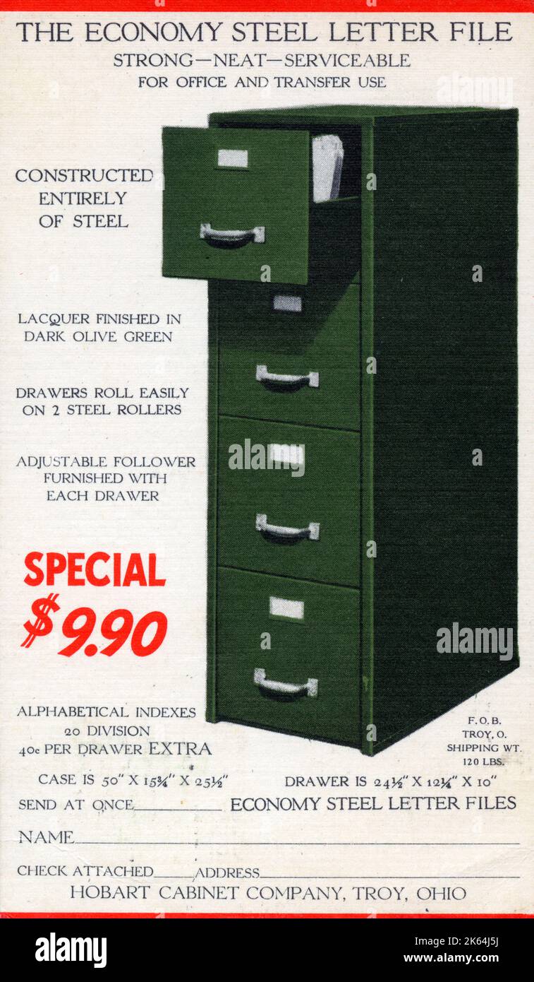The Economy Steel Letter File - Filing Cabinet - produced by Hobart ...