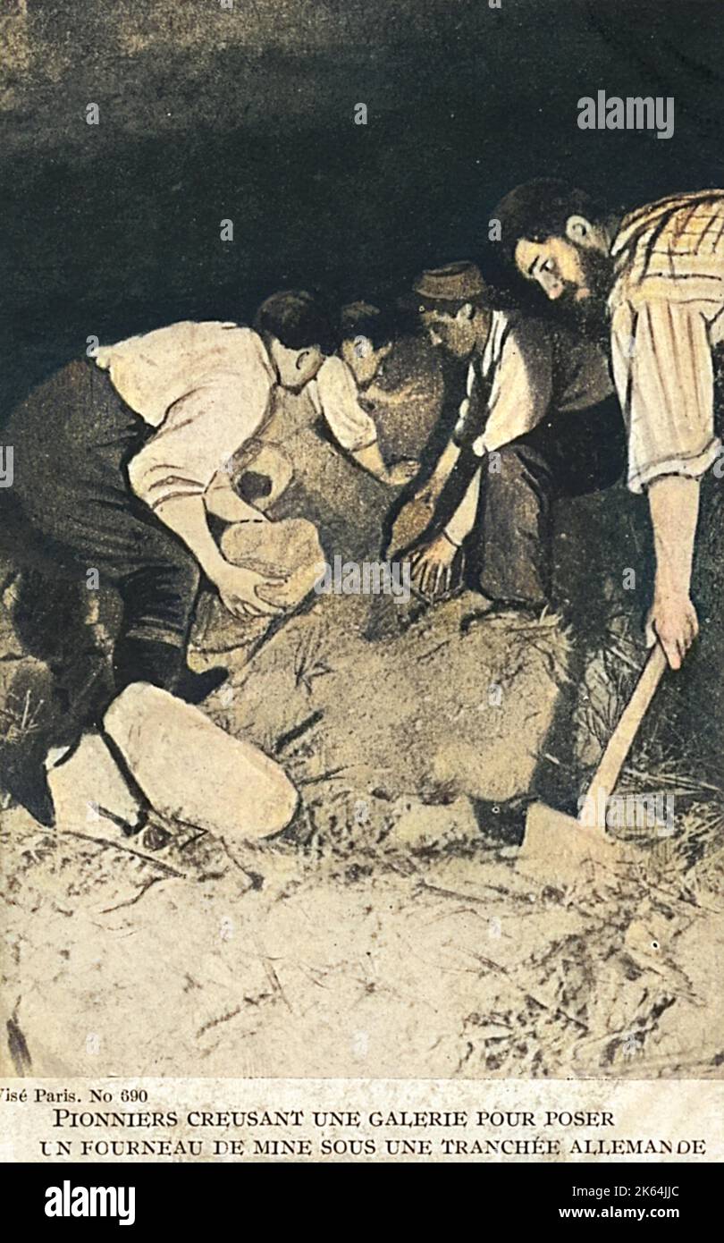 French sappers undermining a German trench - WWI Stock Photo - Alamy